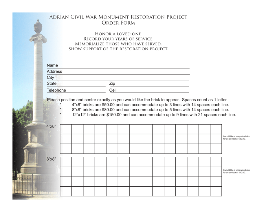 City of Adrian, Michigan Adrian Civil War Monument Restoration Project ...