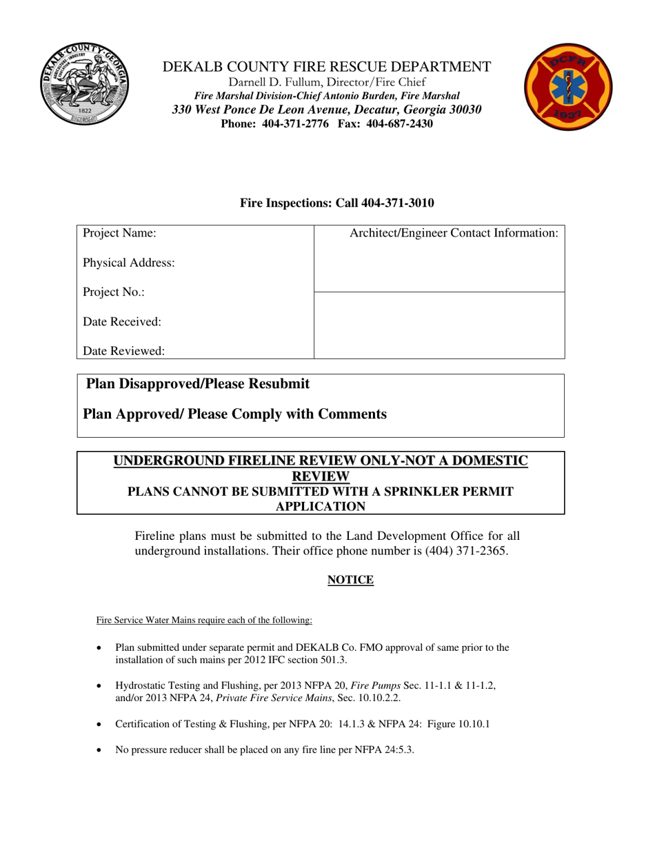 DeKalb County, Georgia (United States) Underground Fire Main - Fill Out ...