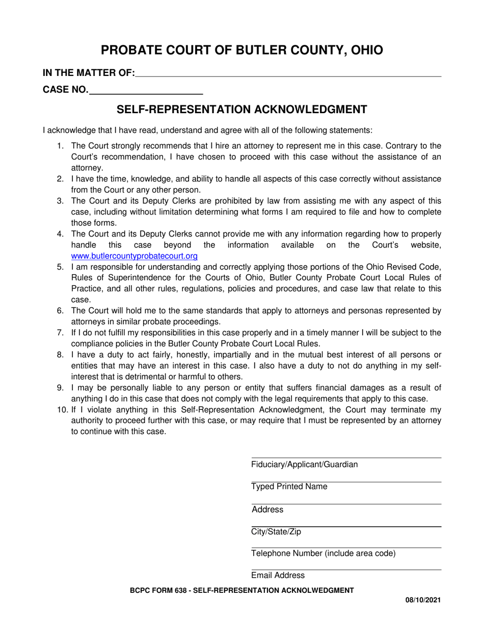 BCPC Form 638 - Fill Out, Sign Online and Download Fillable PDF, Butler ...