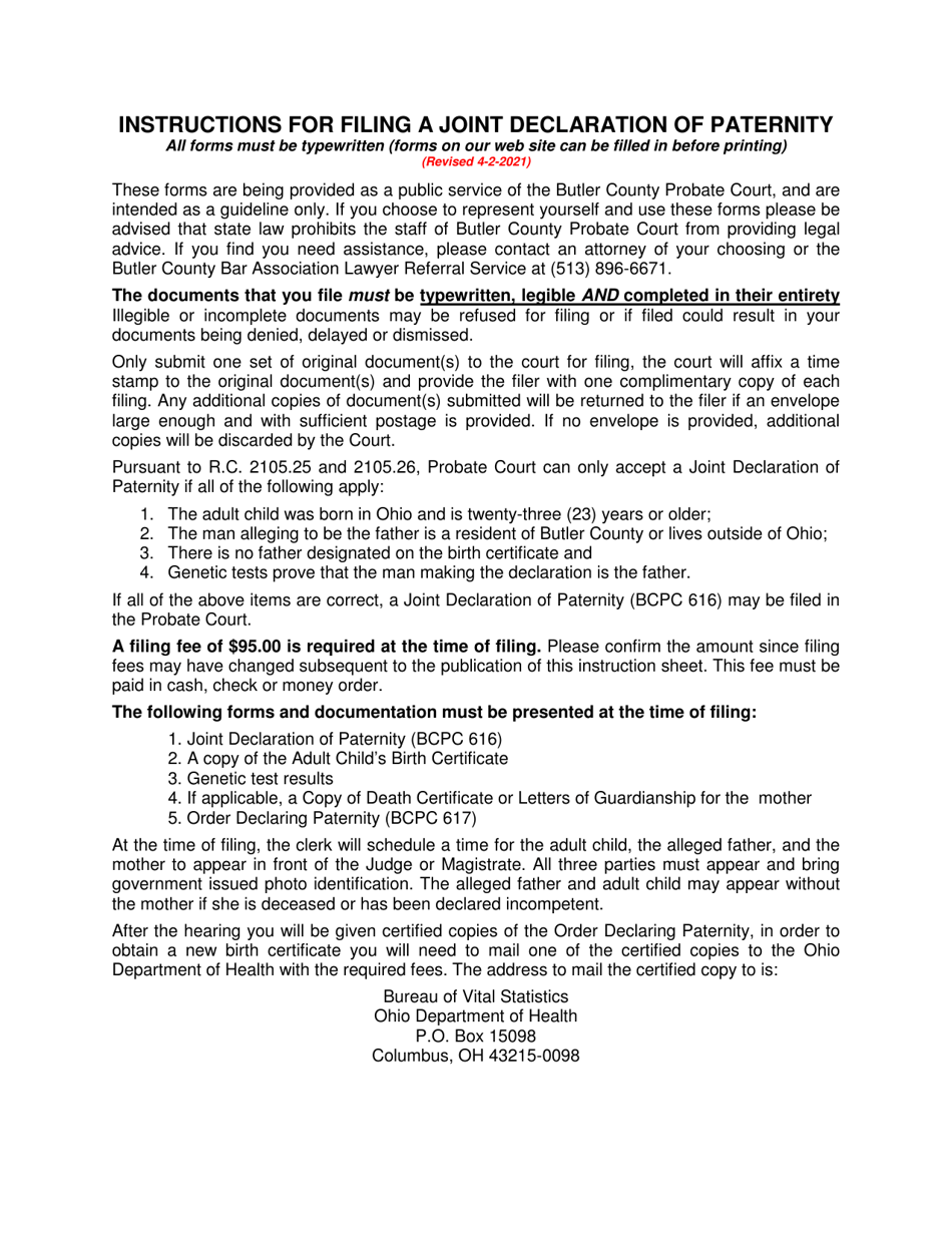 Download Instructions for BCPC Form 616 Joint Declaration of Paternity ...