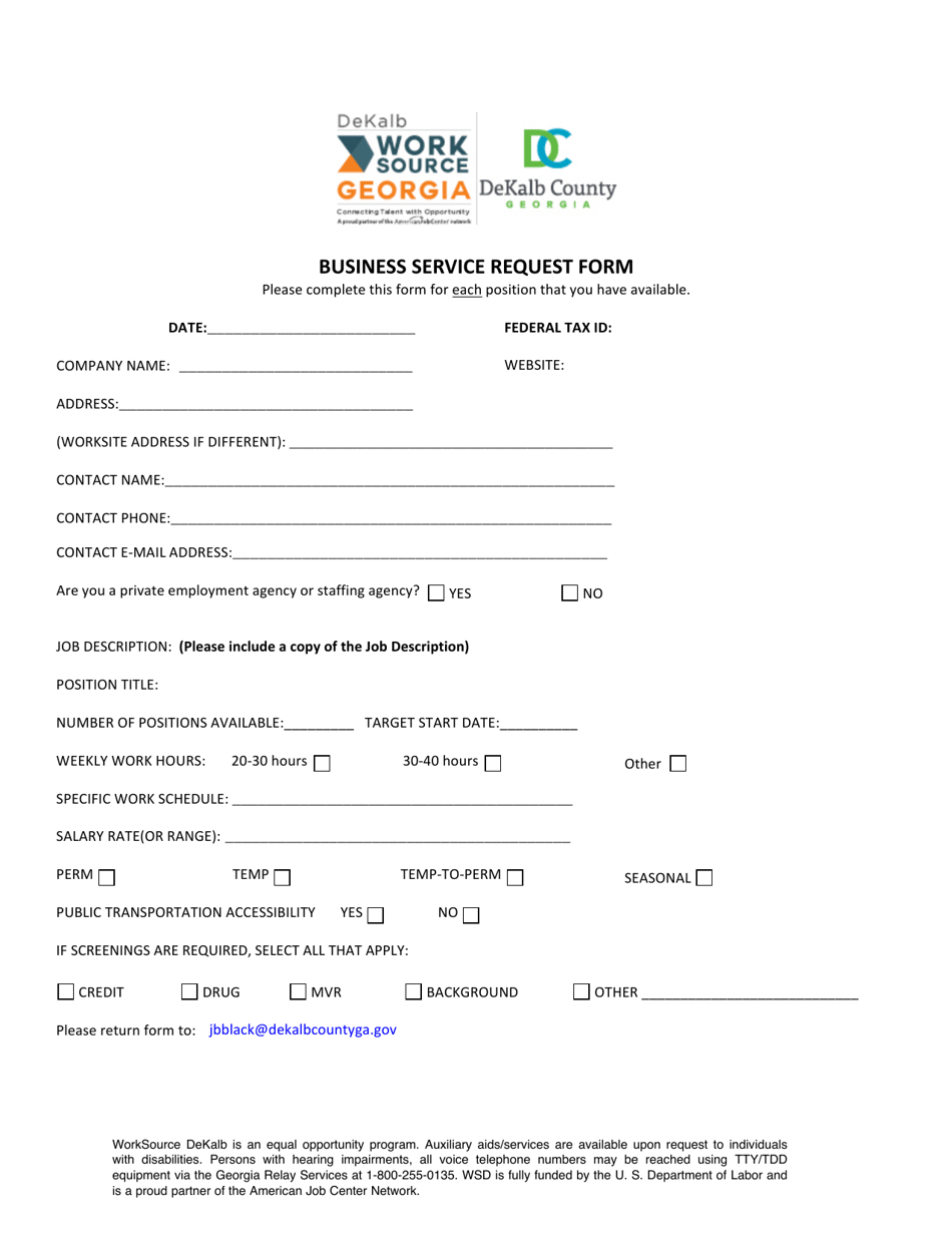 DeKalb County, Georgia (United States) Business Service Request Form ...