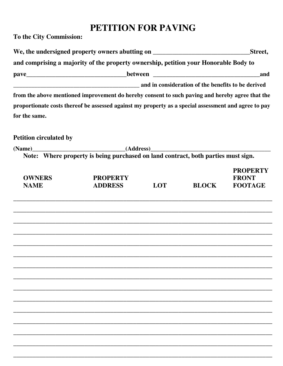 City of Muskegon, Michigan Petition for Paving - Fill Out, Sign Online ...