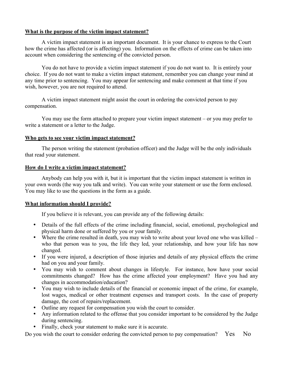 Belmont County, Ohio Victim Impact Statement - Fill Out, Sign Online ...