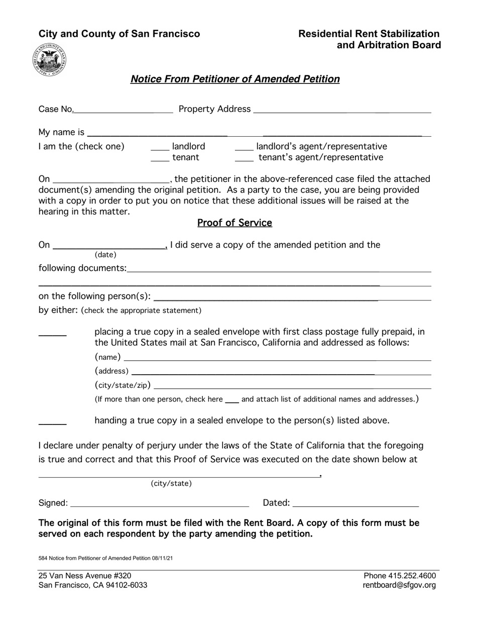 Form 584 - Fill Out, Sign Online and Download Printable PDF, City and ...