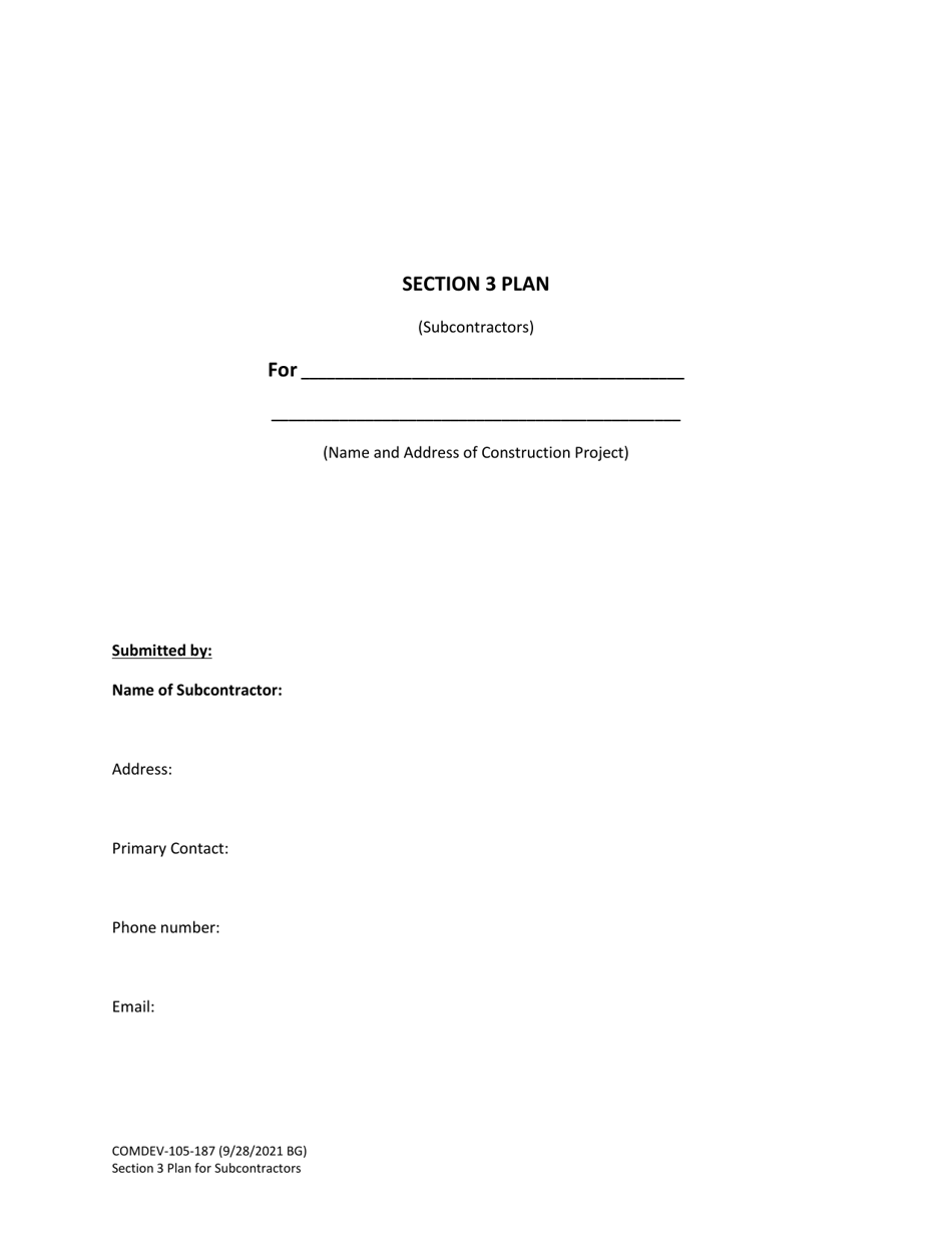 Form COMDEV-105-187 - Fill Out, Sign Online and Download Printable PDF ...
