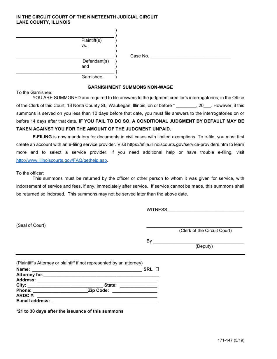 Form 171-147 - Fill Out, Sign Online and Download Fillable PDF, Lake County, Illinois ...