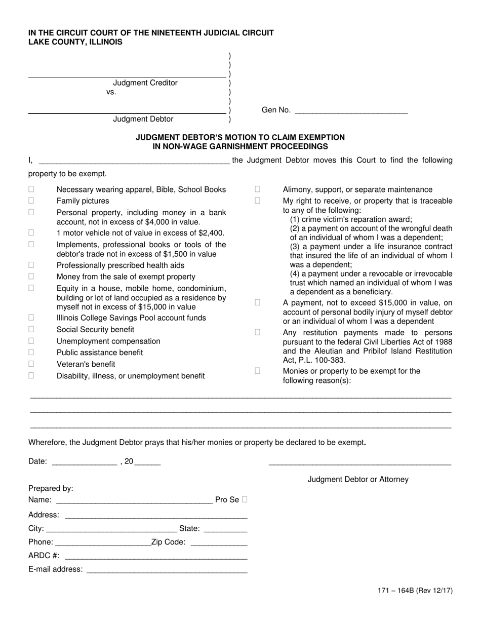 Form 171-164B - Fill Out, Sign Online and Download Fillable PDF, Lake ...
