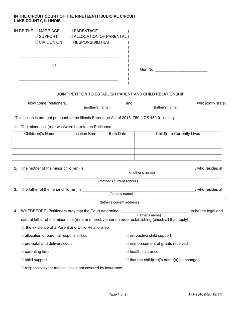 Form 171-234C - Fill Out, Sign Online and Download Fillable PDF, Lake ...