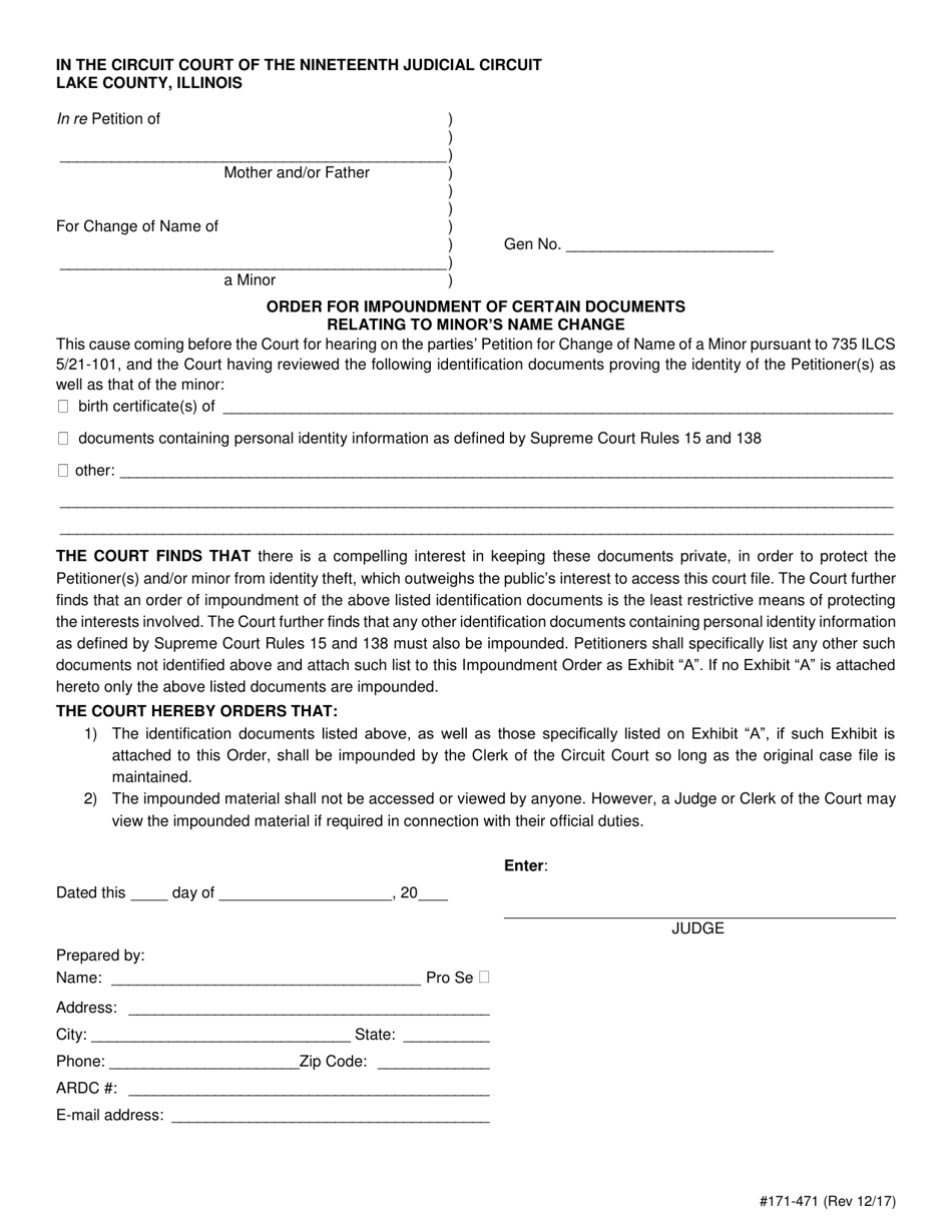 Form 171-471 - Fill Out, Sign Online and Download Fillable PDF, Lake ...