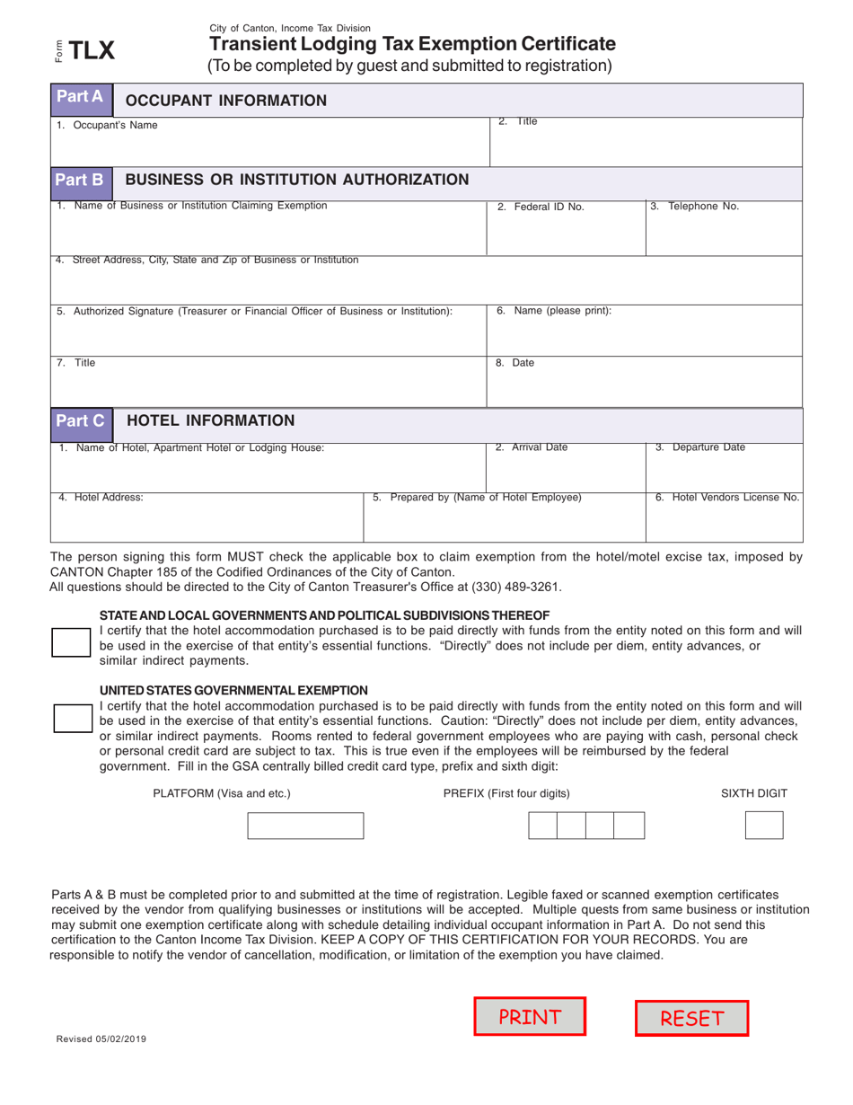 Form TLX - Fill Out, Sign Online and Download Fillable PDF, City of ...