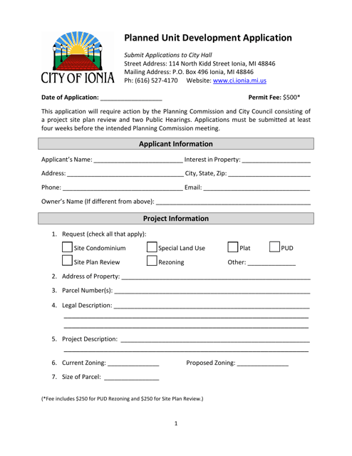 Planning and Zoning Department - City of Ionia, Michigan Forms PDF ...