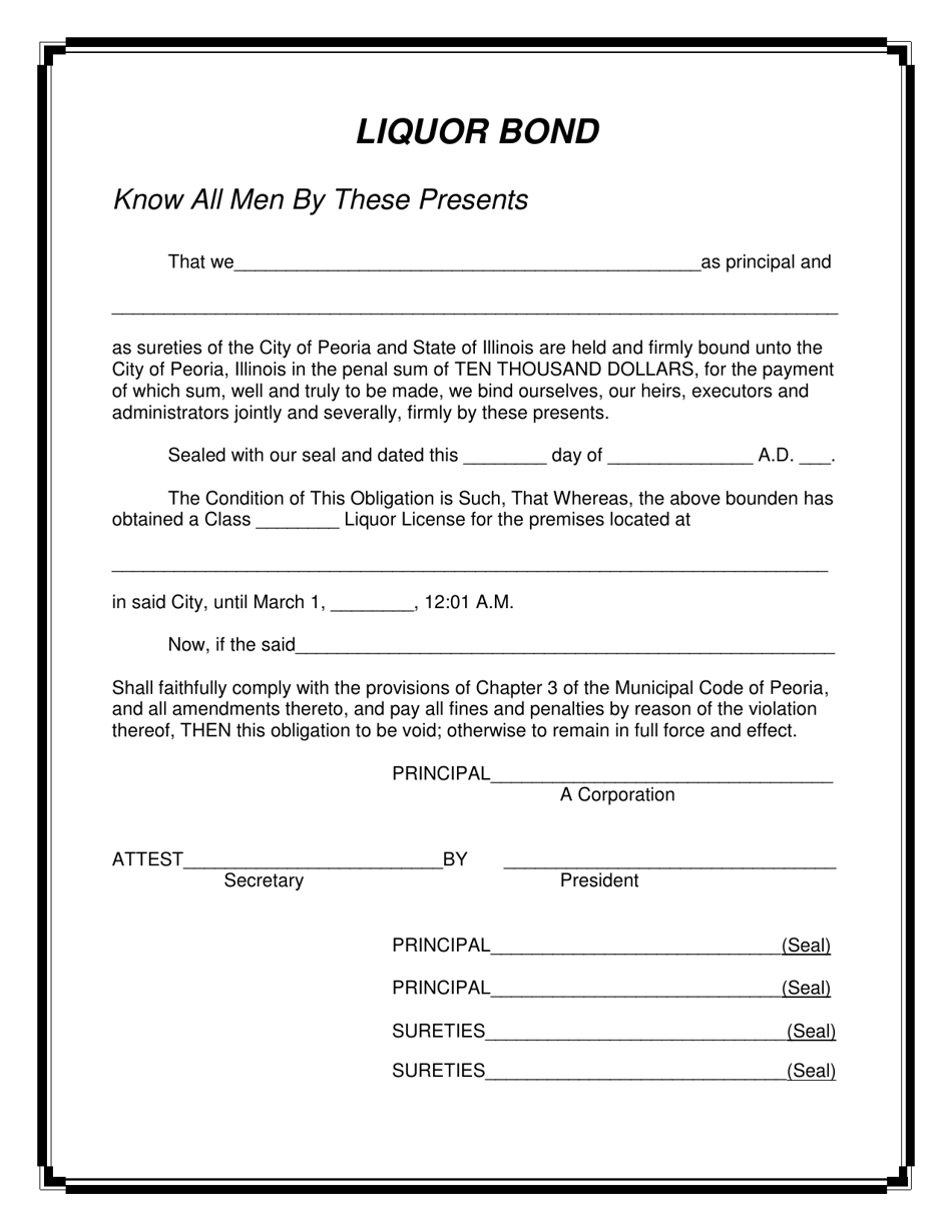 City of Peoria, Illinois Liquor Bond - Fill Out, Sign Online and ...