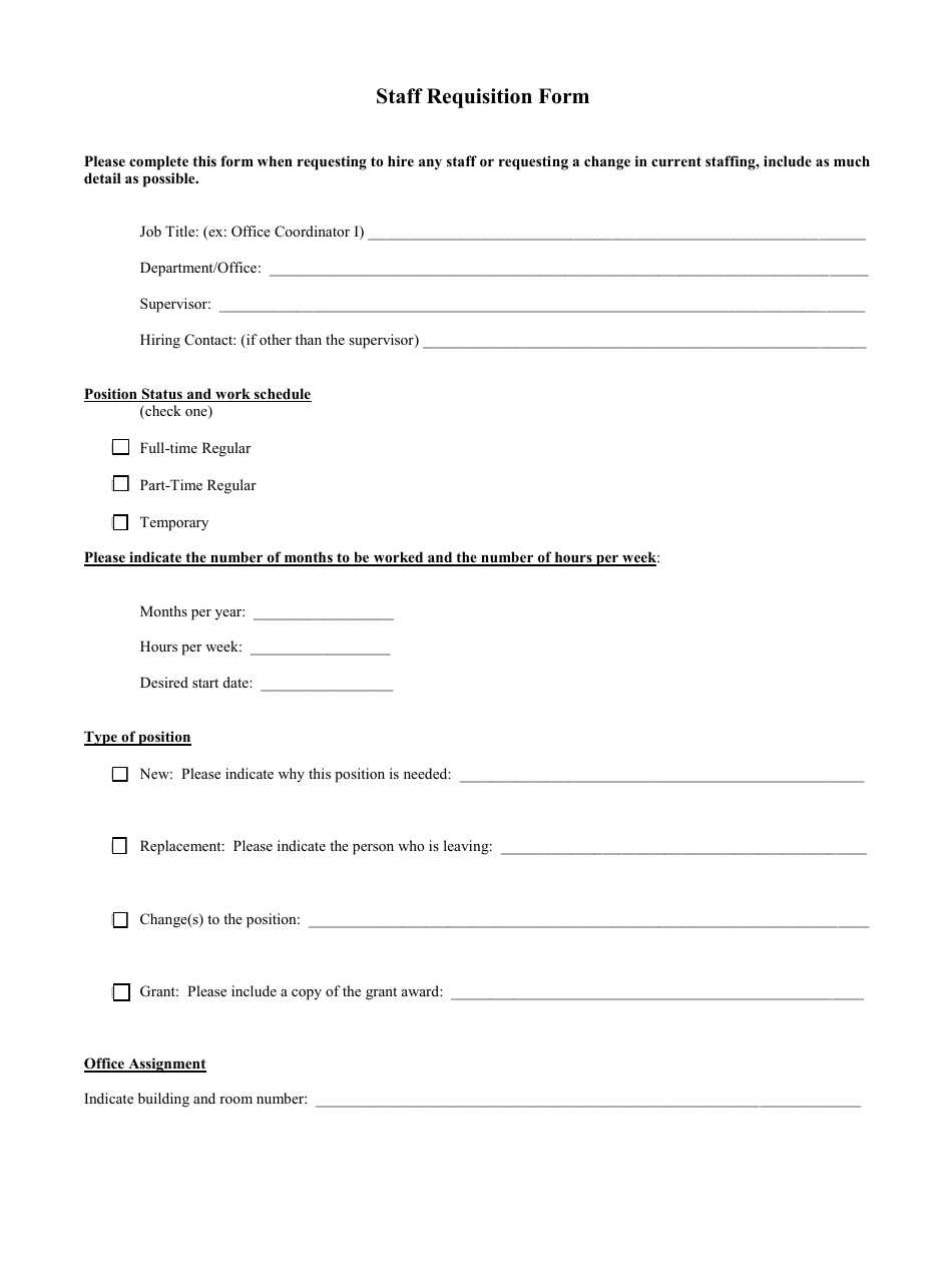 Staff Requisition Form - Lines - Fill Out, Sign Online and Download PDF ...