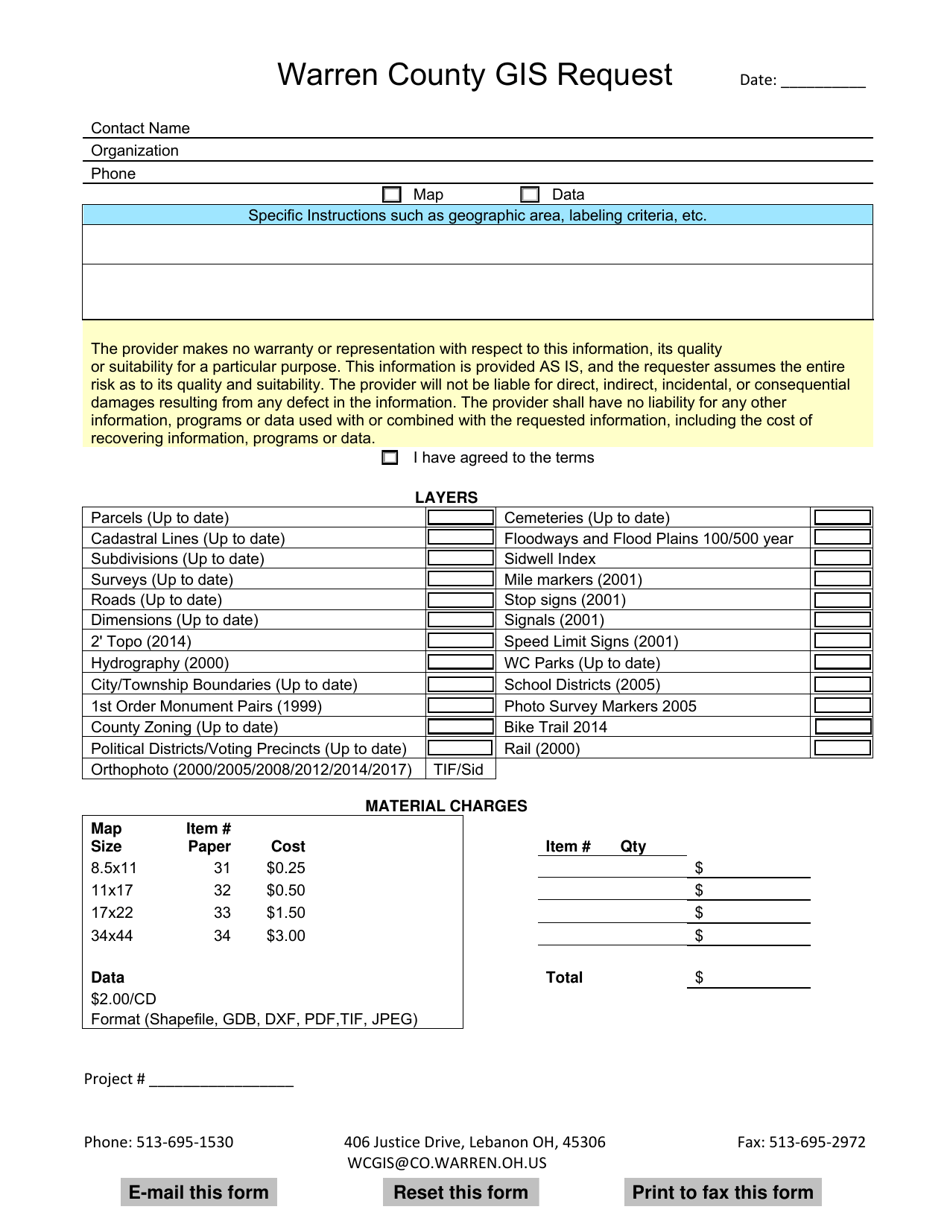 Warren County, Ohio Warren County Gis Request - Fill Out, Sign Online ...