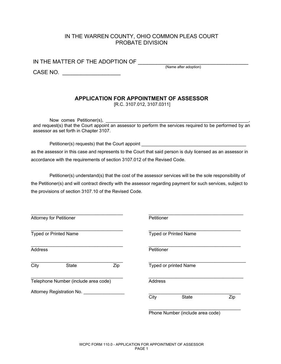 WCPC Form 110.0 - Fill Out, Sign Online and Download Fillable PDF ...