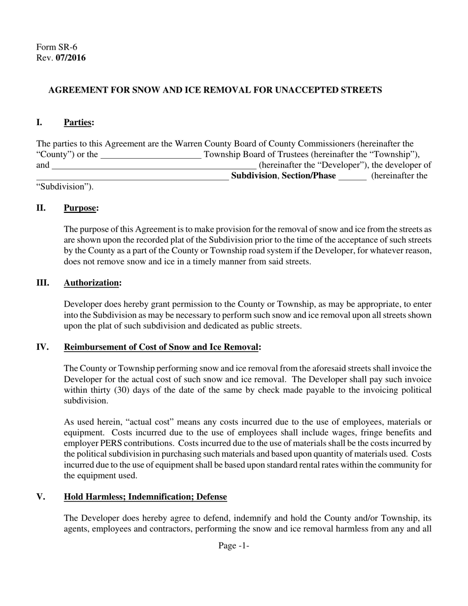 Form SR-6 - Fill Out, Sign Online and Download Printable PDF, Warren ...