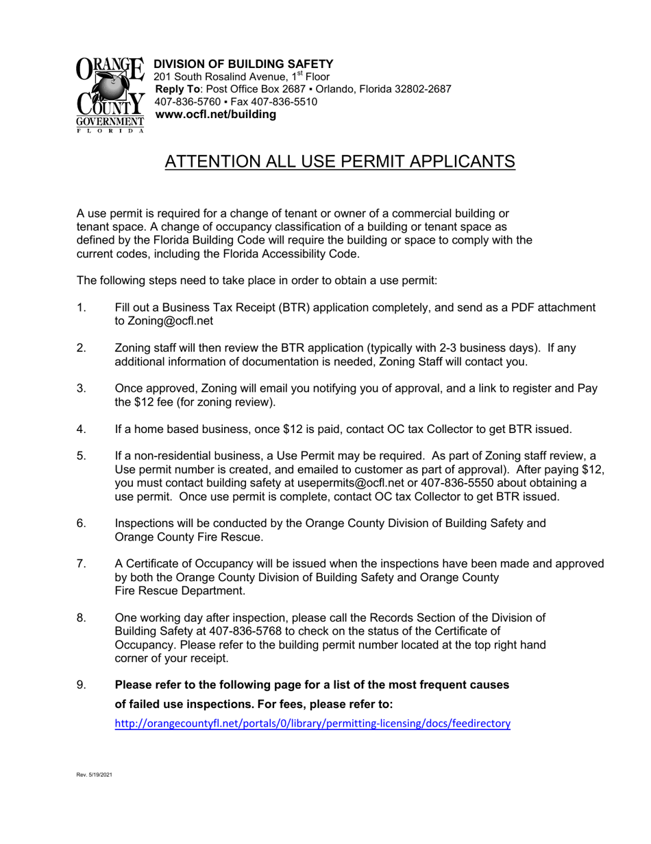 Orange County, Florida Application for Use Permit - Fill Out, Sign ...