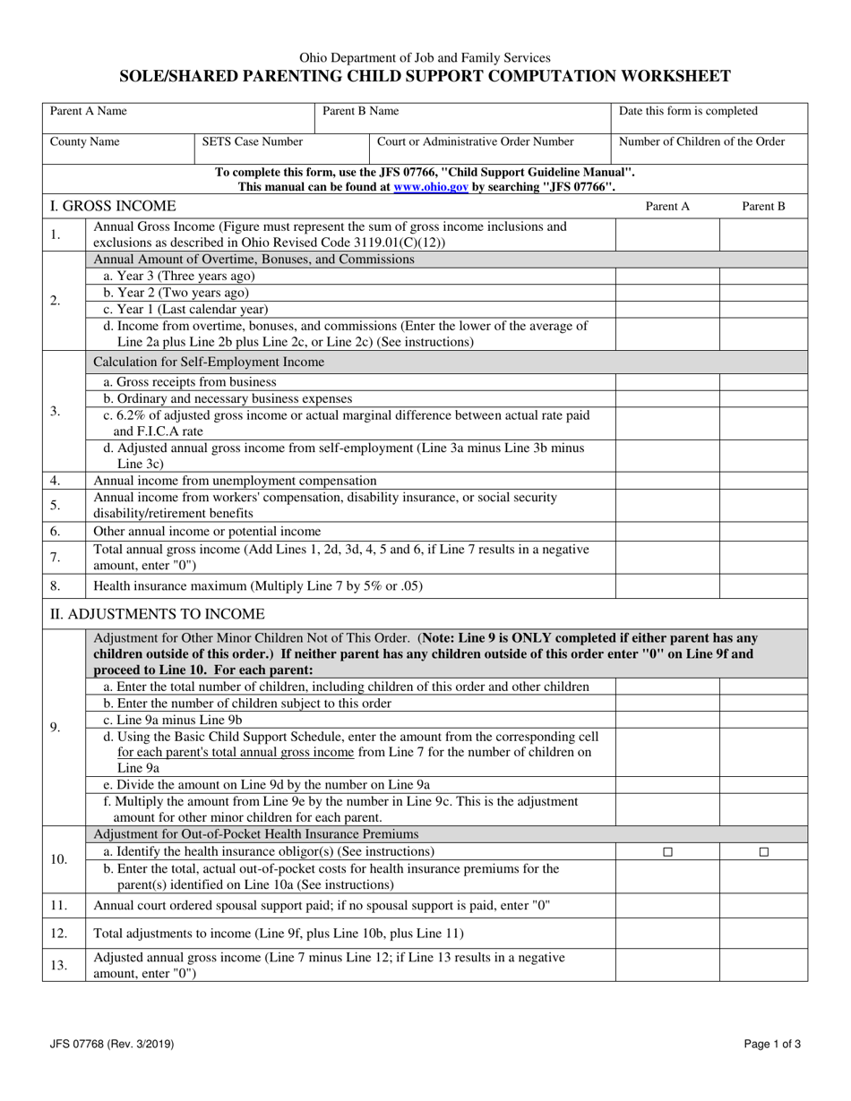 Form JFS07768 - Fill Out, Sign Online and Download Printable PDF, Ohio ...
