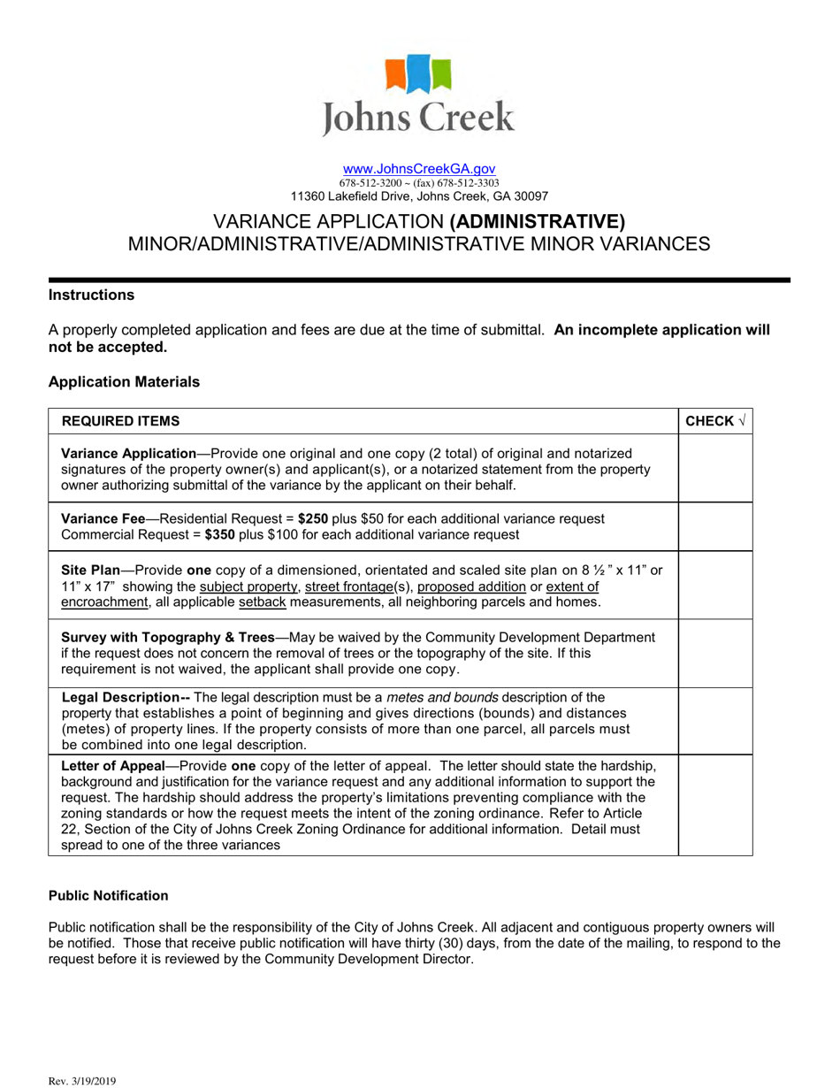 City of Johns Creek, Georgia (United States) Variance Application ...
