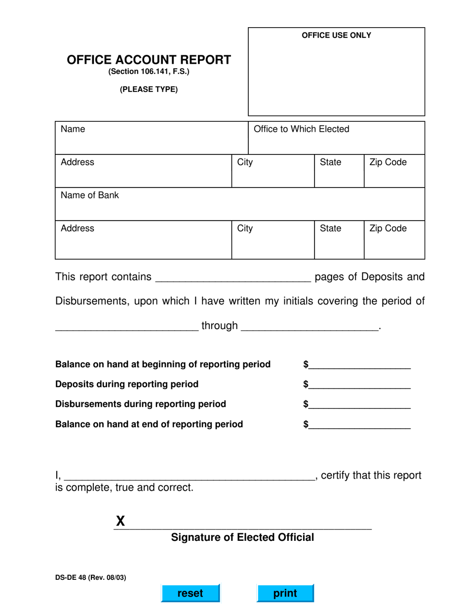 Form DS-DE48 - Fill Out, Sign Online and Download Fillable PDF, Florida ...