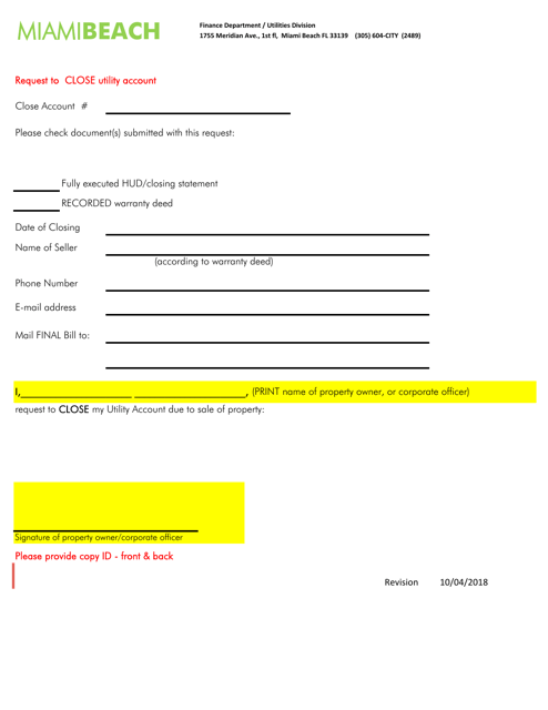 Finance Department - City of Miami Beach, Florida Forms PDF templates ...