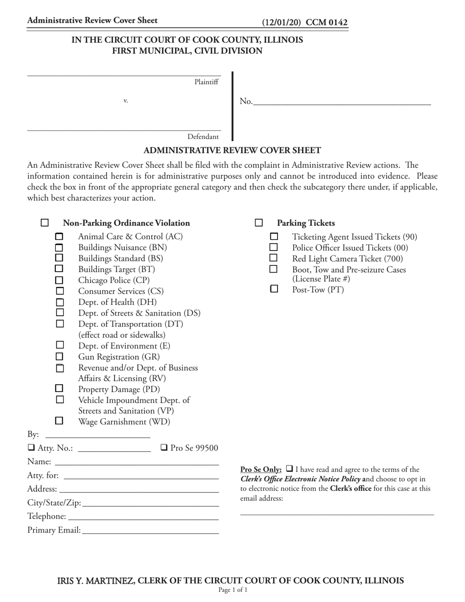 Form CCM0142 - Fill Out, Sign Online and Download Fillable PDF, Cook ...