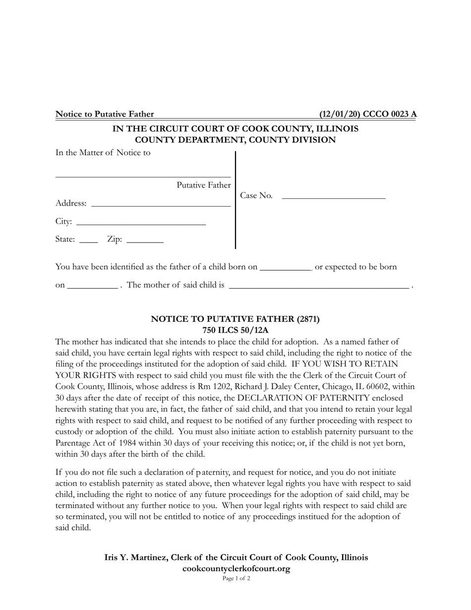 Form CCCO0023 - Fill Out, Sign Online and Download Fillable PDF, Cook ...