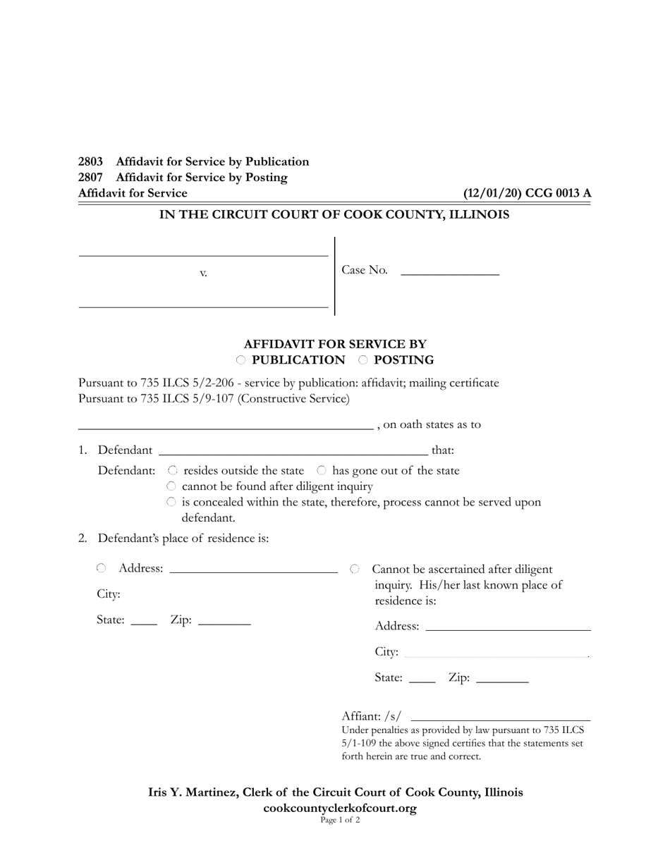 Form CCG0013 - Fill Out, Sign Online and Download Fillable PDF, Cook ...