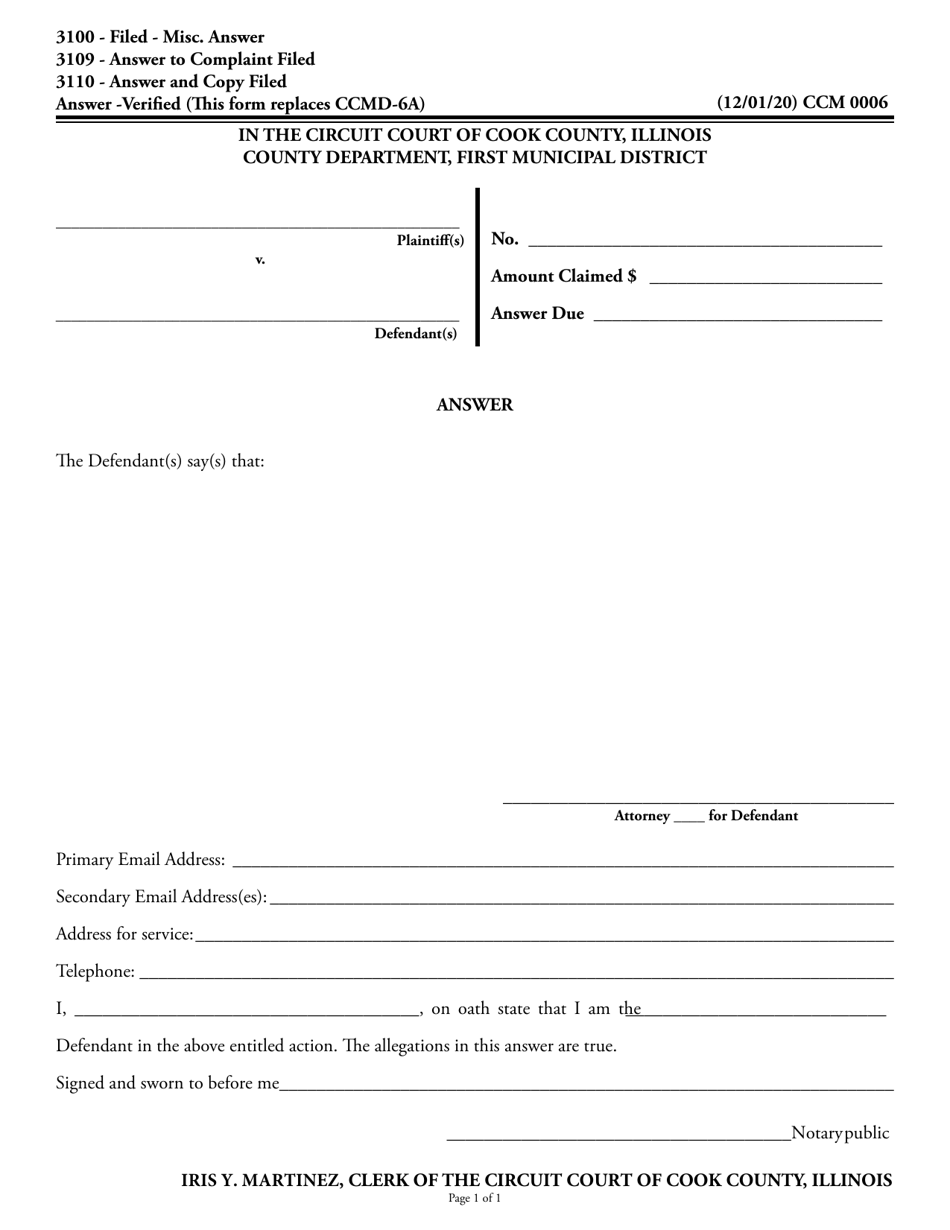 Form CCM0006 - Fill Out, Sign Online and Download Fillable PDF, Cook ...