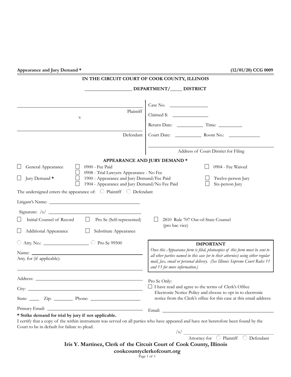 Form CCG0009 - Fill Out, Sign Online and Download Fillable PDF, Cook ...