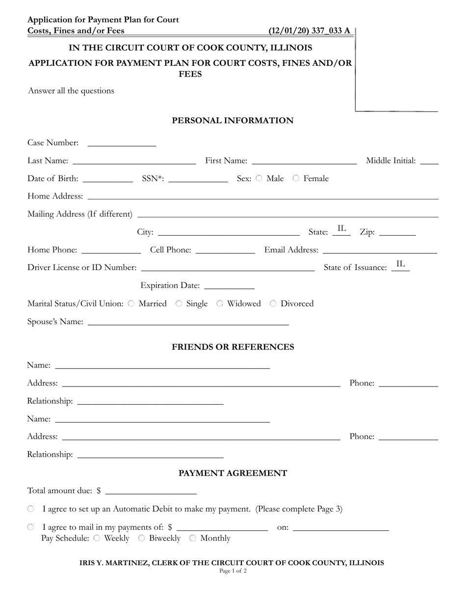 Form 337_033 - Fill Out, Sign Online and Download Fillable PDF, Cook ...