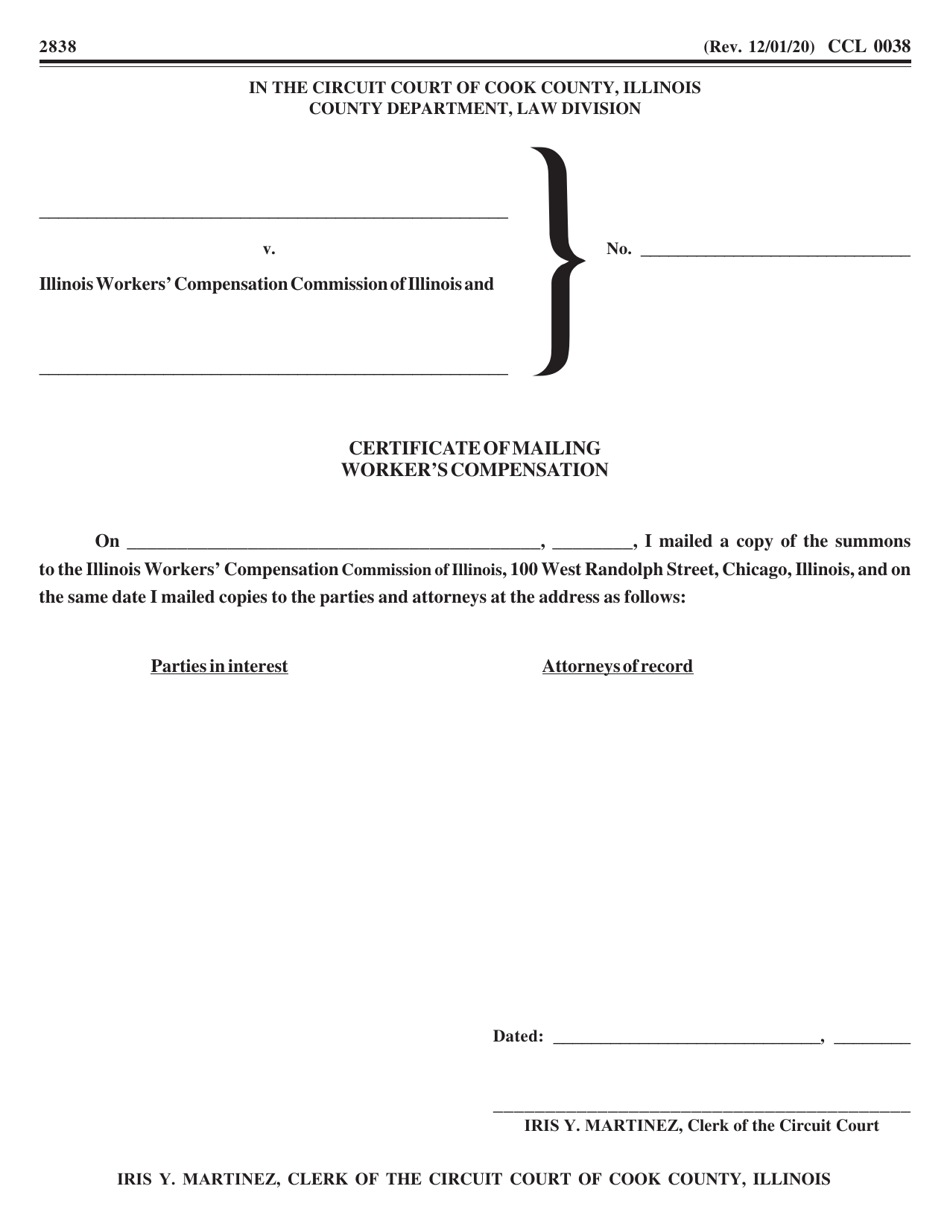 Form CCL0038 - Fill Out, Sign Online and Download Fillable PDF, Cook ...