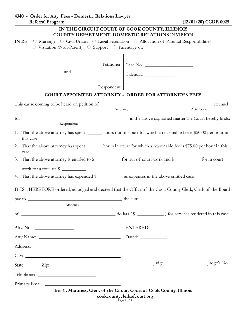 Form CCDR0025 - Fill Out, Sign Online and Download Fillable PDF, Cook ...