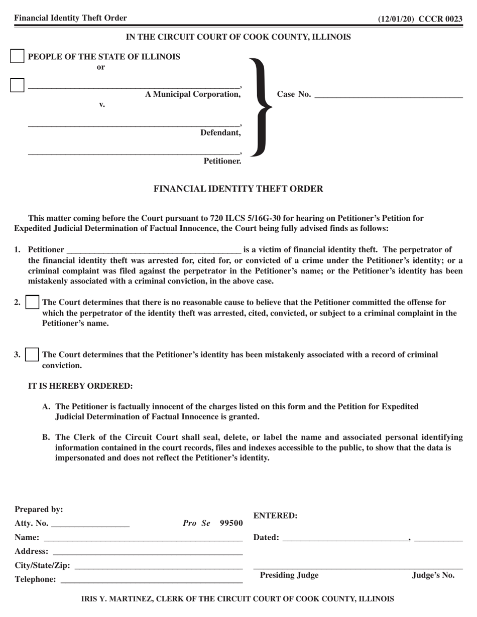 Form CCCR0023 - Fill Out, Sign Online and Download Fillable PDF, Cook ...