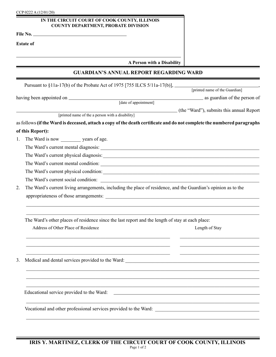 Form CCP0222 Download Fillable PDF or Fill Online Guardian's Annual ...