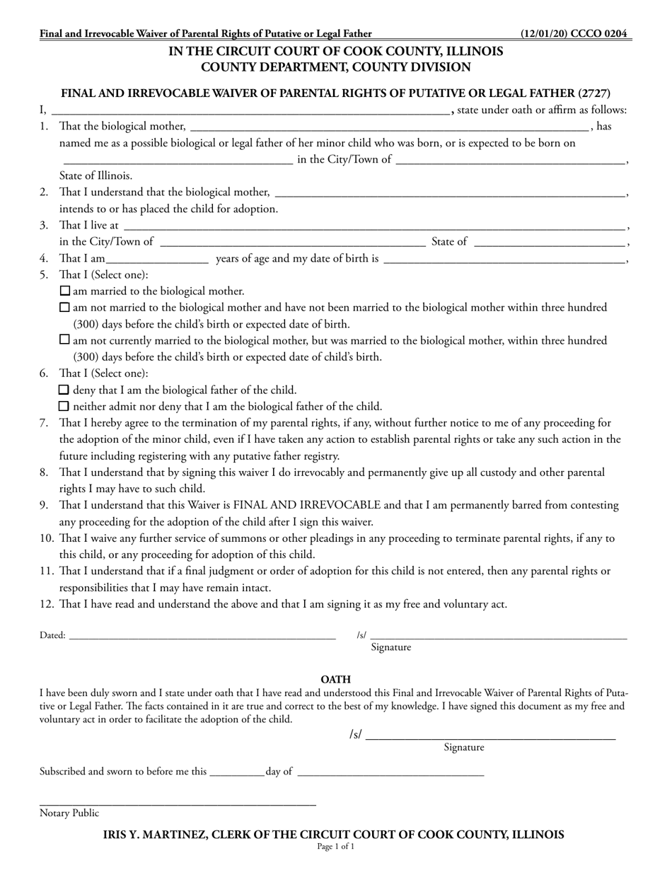 Form CCCO0204 - Fill Out, Sign Online and Download Fillable PDF, Cook ...
