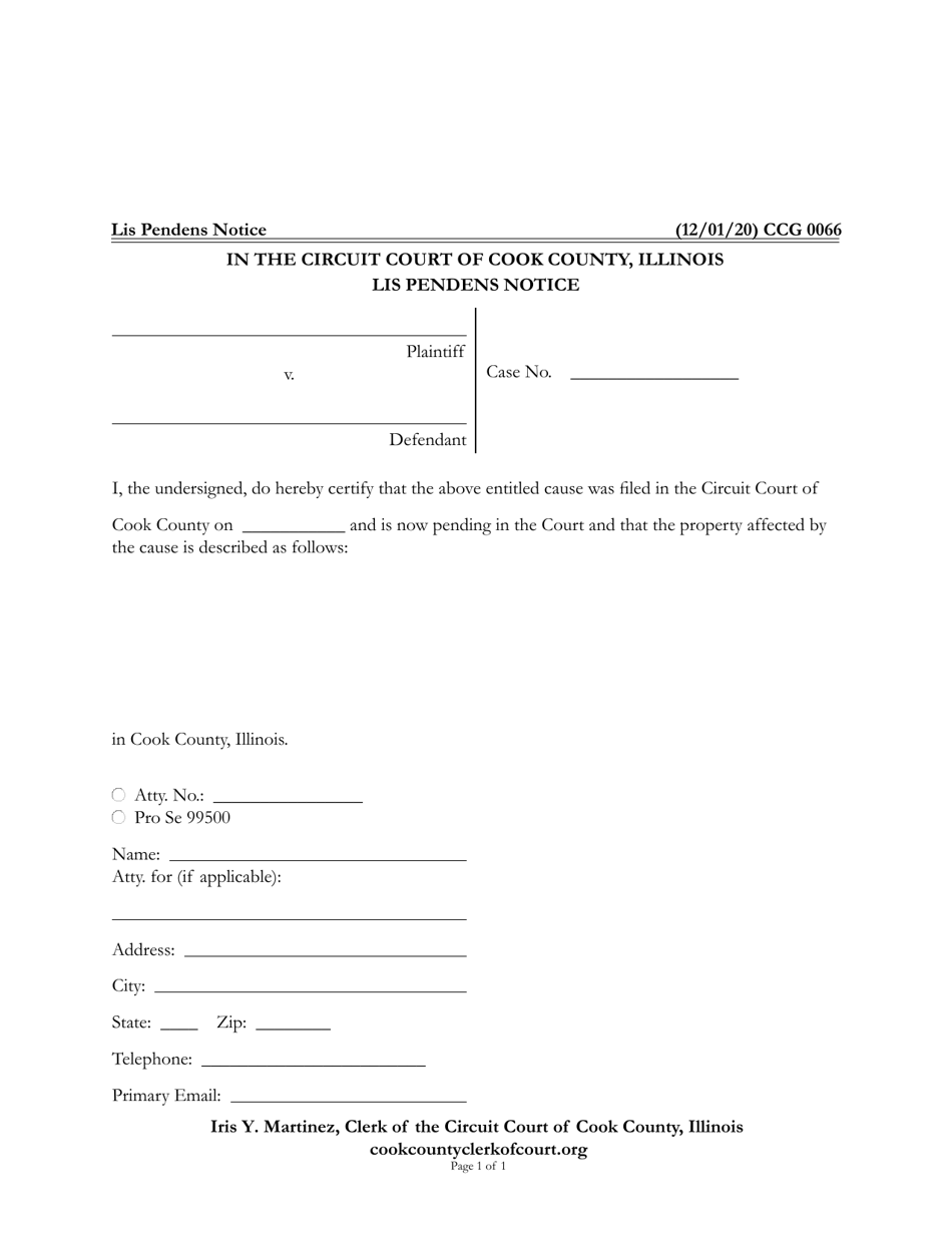Form CCG0066 - Fill Out, Sign Online and Download Fillable PDF, Cook County, Illinois ...