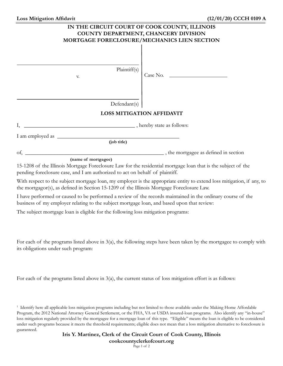 Form CCCH0109 - Fill Out, Sign Online and Download Fillable PDF, Cook ...