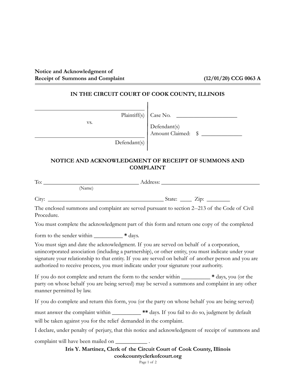 Form CCG0063 - Fill Out, Sign Online and Download Fillable PDF, Cook ...