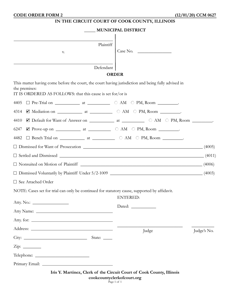 CODE ORDER Form 2 (CCM0627) - Fill Out, Sign Online and Download ...