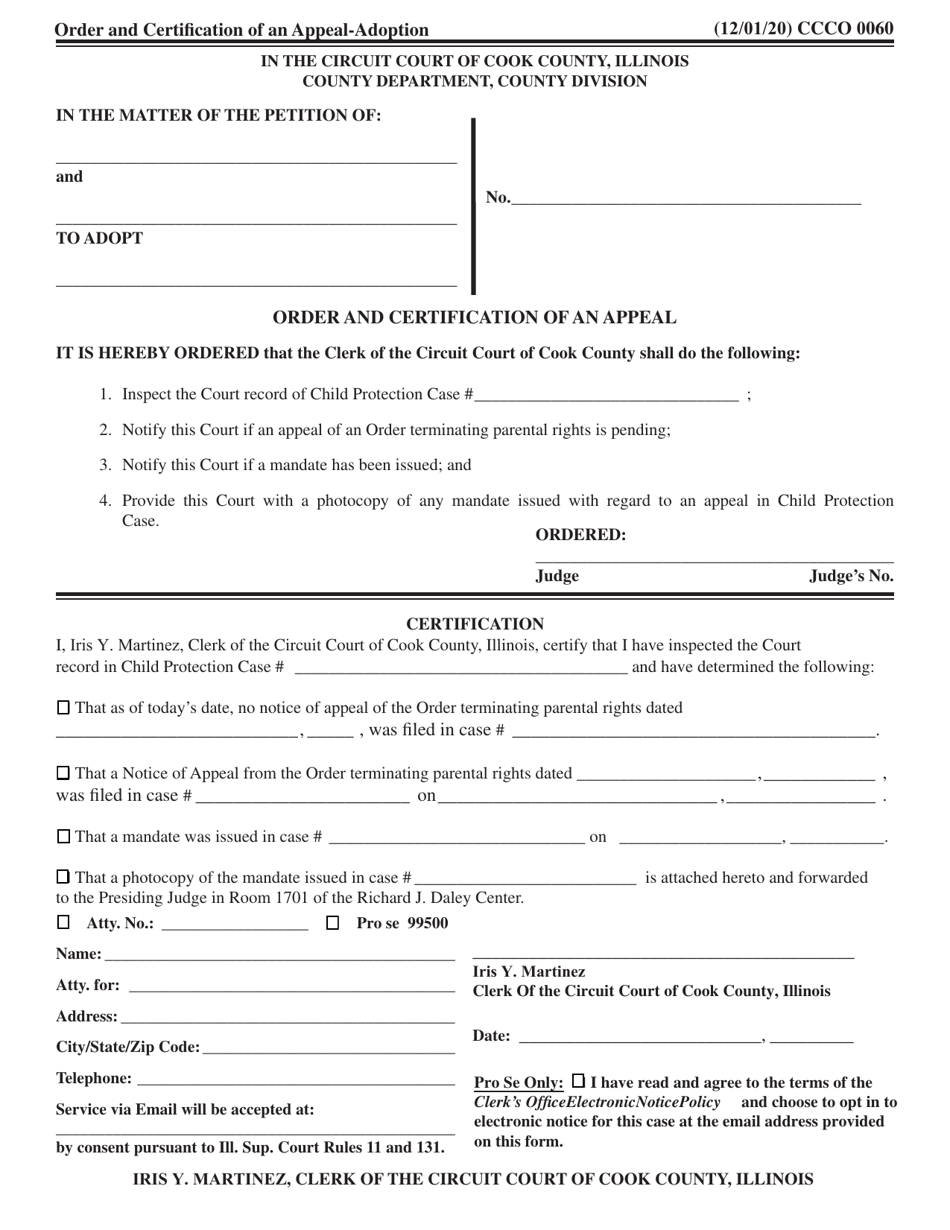 Form CCCO0060 - Fill Out, Sign Online and Download Fillable PDF, Cook ...
