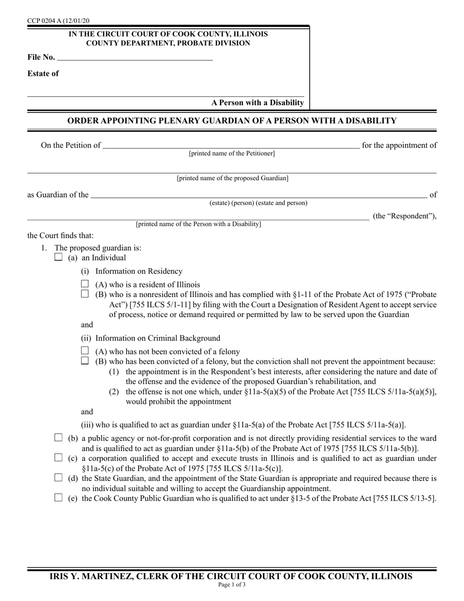 Form CCP0204 - Fill Out, Sign Online and Download Fillable PDF, Cook ...
