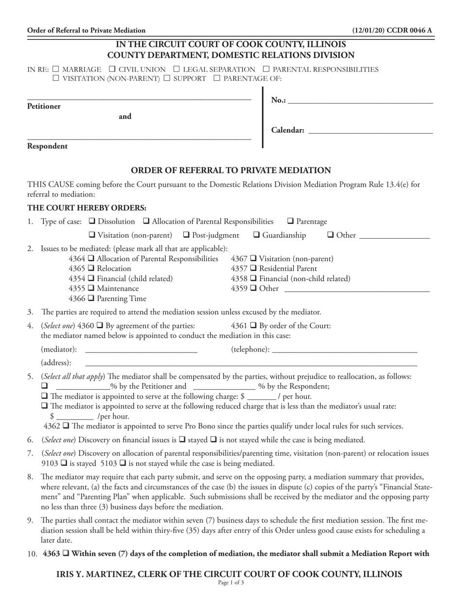 Form CCDR0046 - Fill Out, Sign Online and Download Fillable PDF, Cook County, Illinois ...