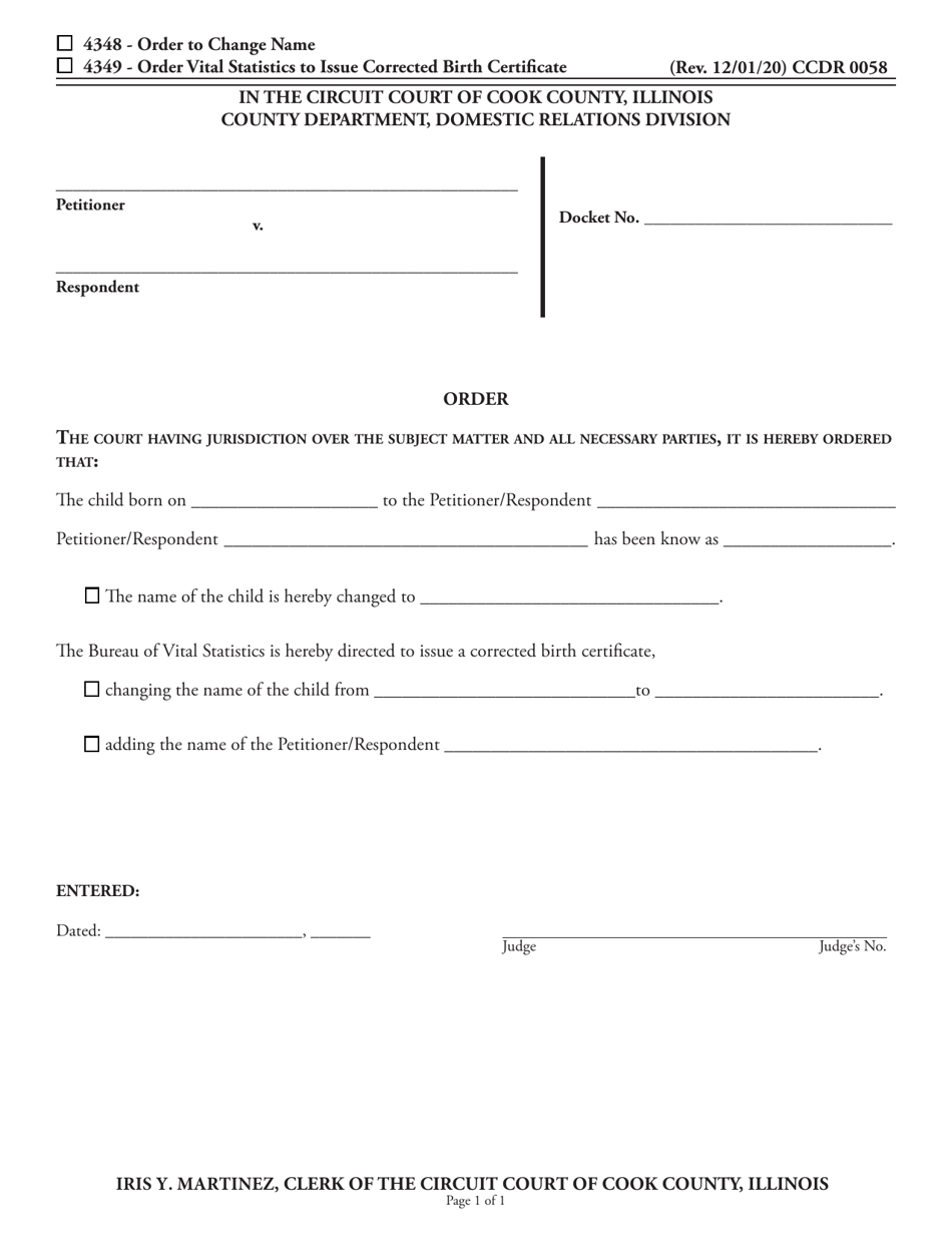 Form CCDR0058 - Fill Out, Sign Online and Download Fillable PDF, Cook ...