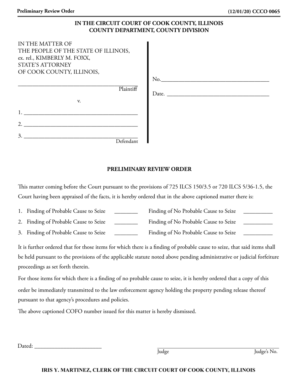 Form CCCO0065 - Fill Out, Sign Online and Download Fillable PDF, Cook ...
