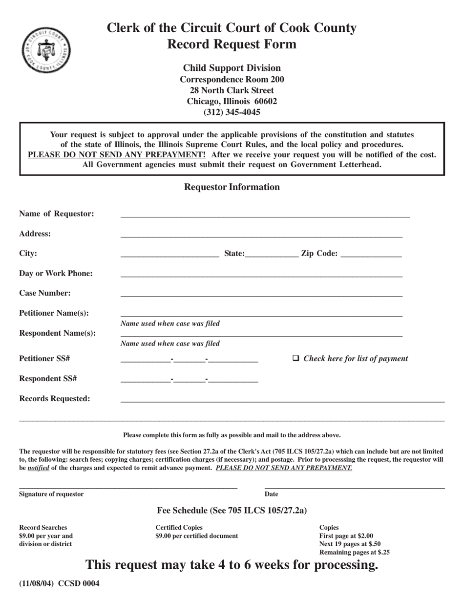 Form CCSD0004 - Fill Out, Sign Online and Download Fillable PDF, Cook ...