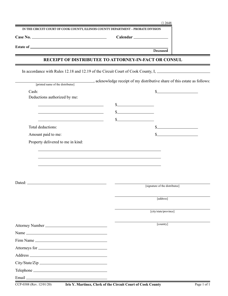 Form CCP0388 - Fill Out, Sign Online and Download Fillable PDF, Cook ...