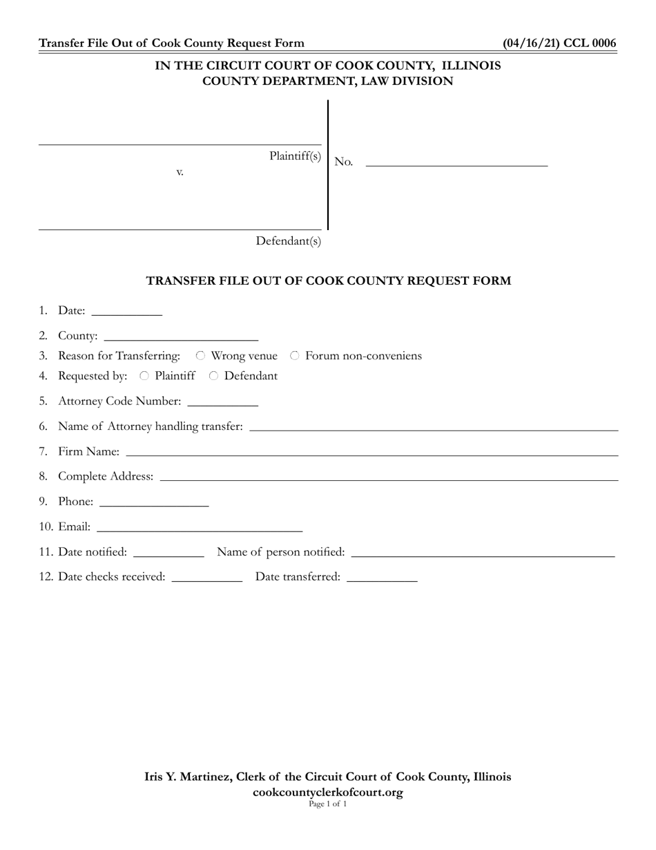 Form CCL0006 - Fill Out, Sign Online and Download Fillable PDF, Cook ...