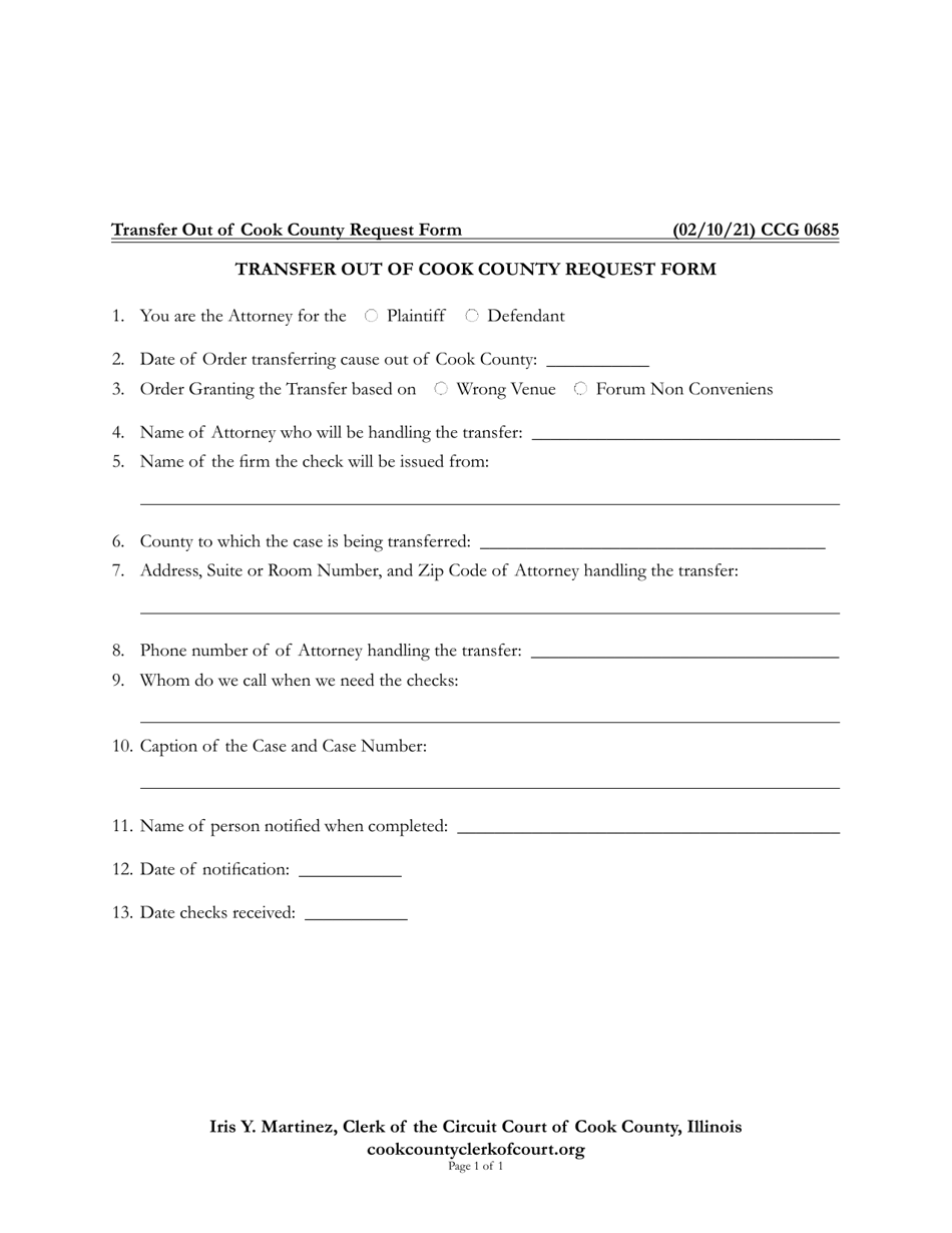 Form CCG0685 - Fill Out, Sign Online and Download Fillable PDF, Cook ...