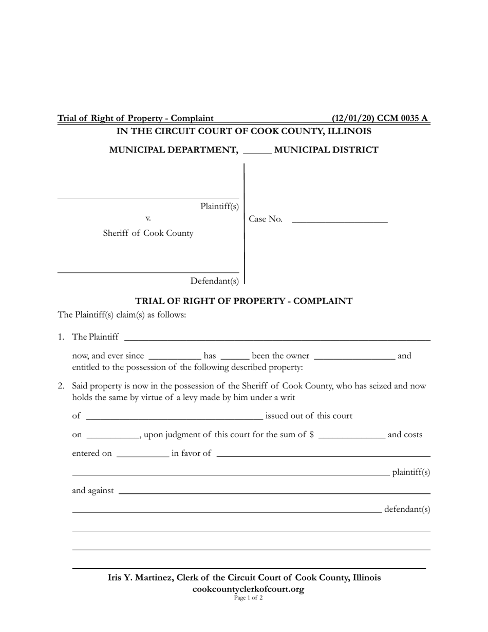 Form CCM0035 - Fill Out, Sign Online and Download Fillable PDF, Cook ...